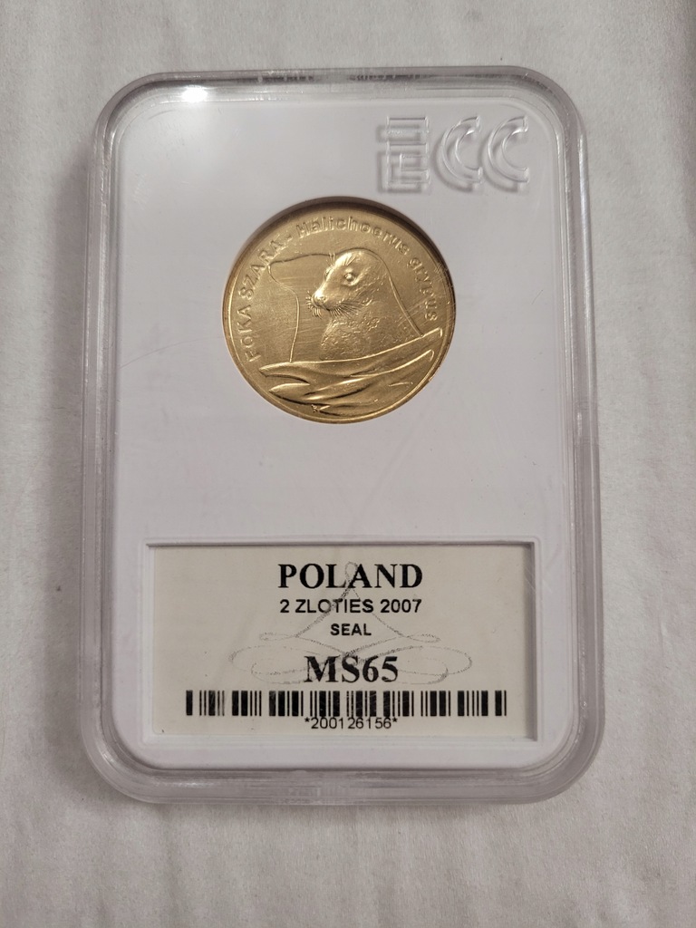 FOKA SZARA ZWIERZĘTA ŚWIATA 2007 2 ZŁ GRADING MS65 - 11184982758 ...