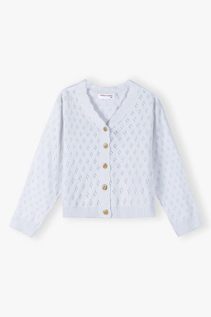 Biały elegancki sweter dla dziewczynki - rozpinany - 12277412031 ...