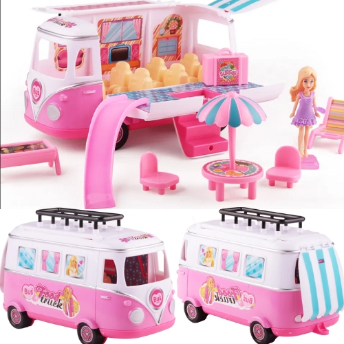 ZESTAW DUŻY VAN AUTO KAMPER DLA LALEK + GARDEROBA - 13193108719 ...