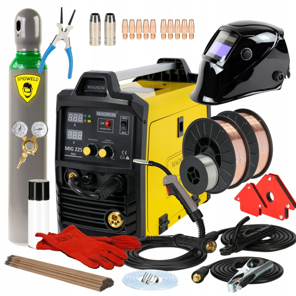 SPAWARKA inwertorowa migomat MIG MAG 200A MMA IGBT Magnum Zestaw z butlą - 15197453203 ...