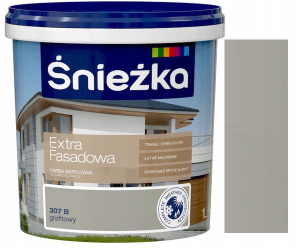ŚNIEŻKA EXTRA FASADOWA ELEWACYJNA GRAFIT 307B 1L - 10884226943 - oficjalne archiwum Allegro