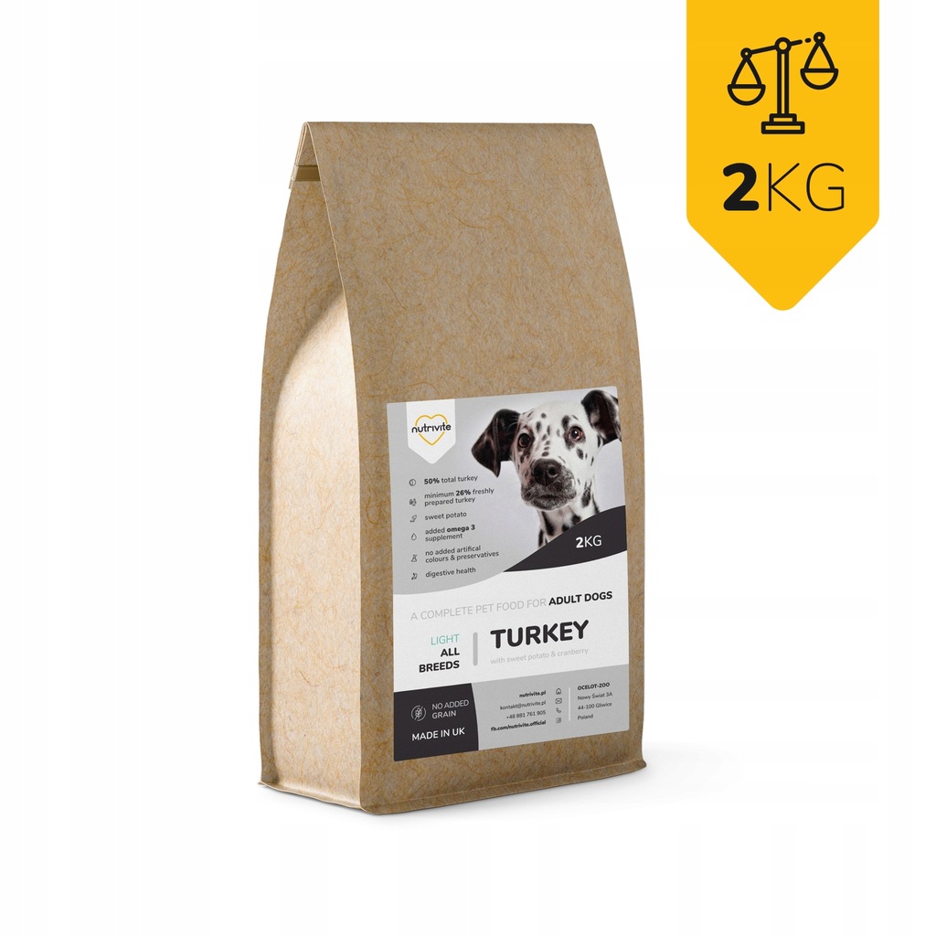 Nutrivite Indyk z batatami i żurawiną LIGHT 2kg. - 9654527515 ...