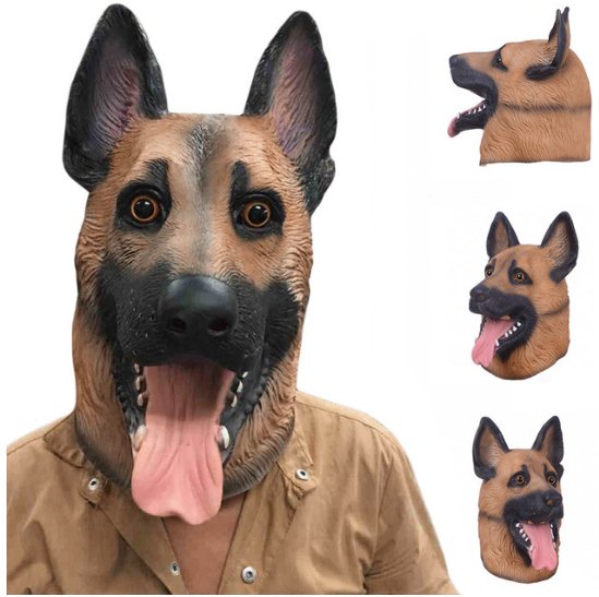 MASKA GŁOWA PRZEBRANIE PIES OWCZAREK NIEMIECKI - 7629486751 - oficjalne ...