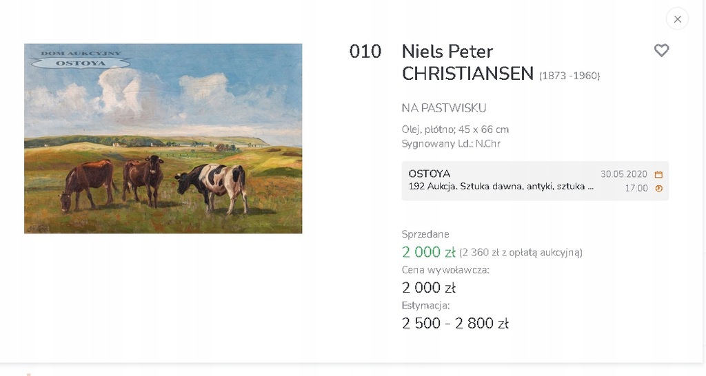 NIELS PETER CHRISTIANSEN (1873-1960) KONIE OBRAZ - 11499073454 - oficjalne archiwum Allegro