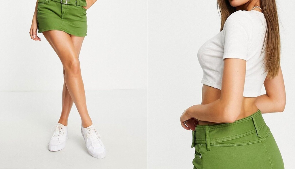 Bershka krótka spódnica mini w kolorze khaki 42 - 14121297458 ...