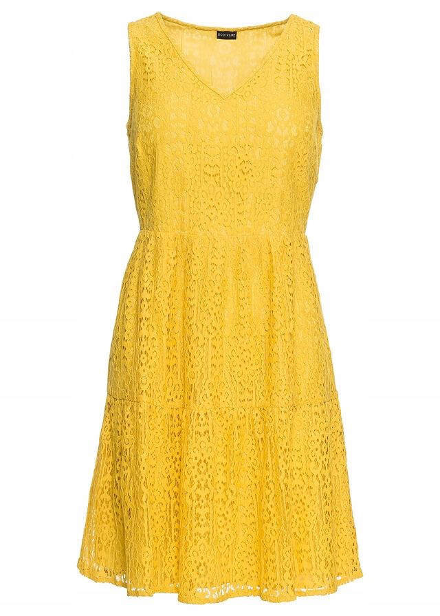 S8850 SUKIENKA Z KORONKĄ BEZ RĘKAWÓW ŻÓŁTA R.44 - 13513852435 ...