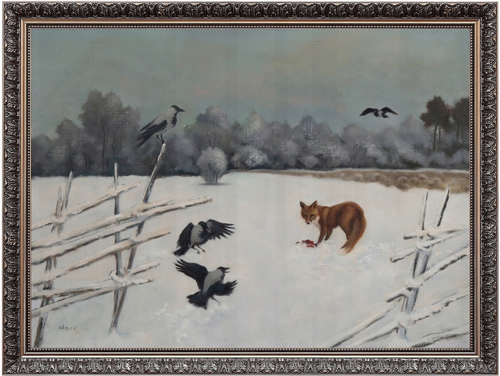 LIS I PTAKI MALTE SARLOV 1907 STARY OBRAZ OLEJNY - 12081913679 ...