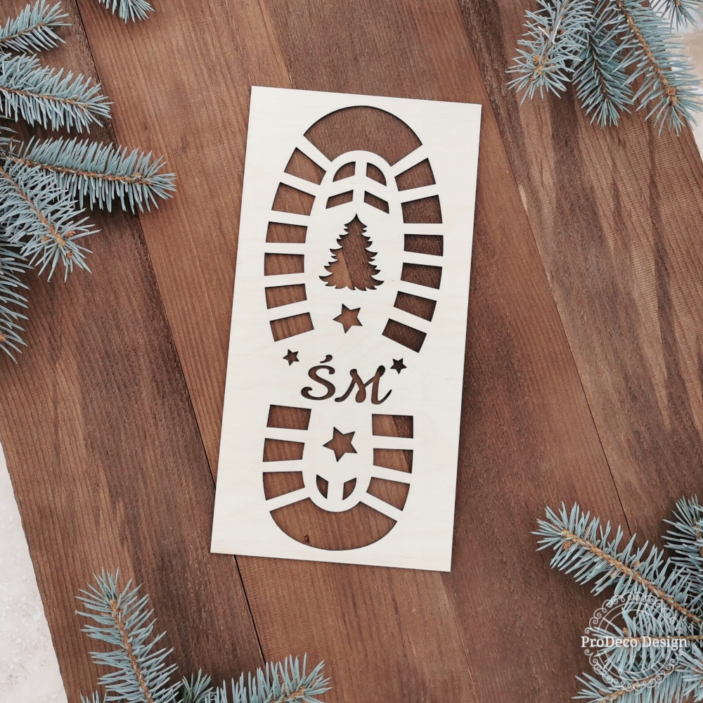 dekoracja świąteczna odcisk buta mikołaja szablon - 12853309845 ...