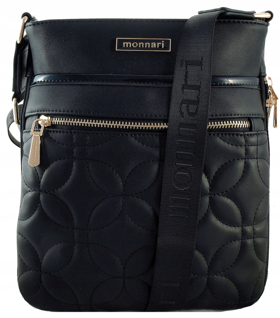 Monnari CZARNA pikowana torebka LISTONOSZKA - 12516219077 - oficjalne archiwum Allegro