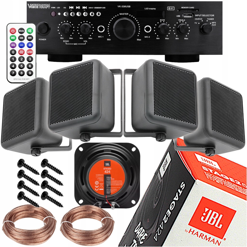 GŁOŚNIKI ŚCIENNE SUFITOWE JBL WZMACNIACZ BLUETOOTH - 12594307729 - oficjalne archiwum Allegro