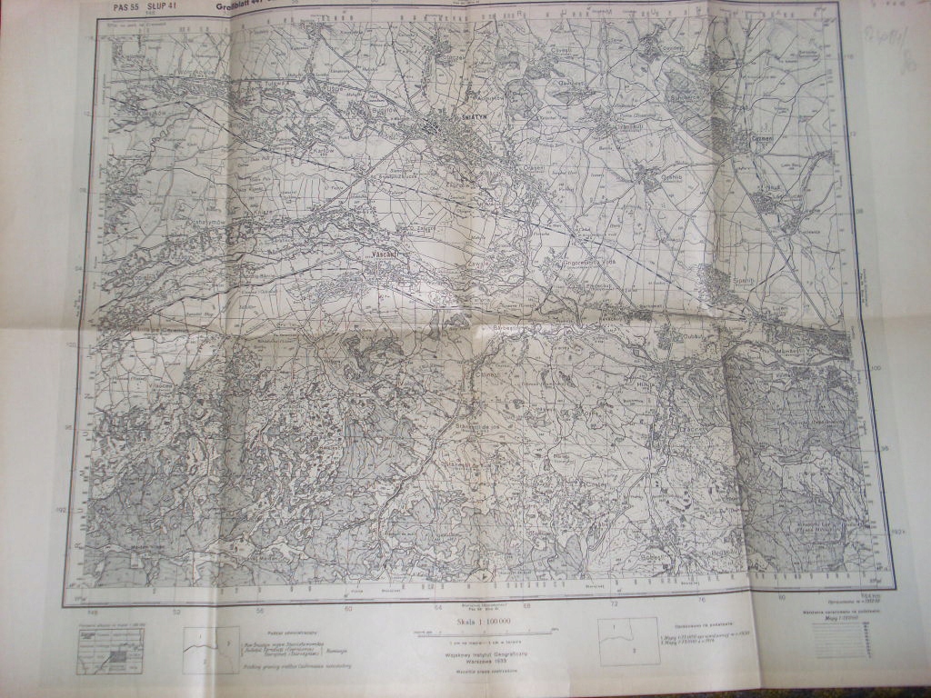 MAPA WIG PAS 55 SŁUP 41 ŚNIATYŃ 1:100 000 kresy - 7906971073 ...