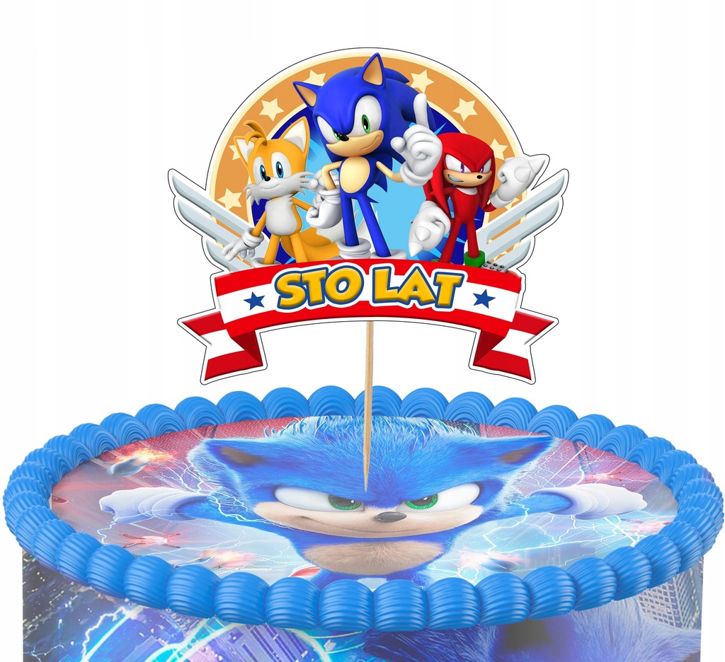 TOPPER NA TORT URODZINOWY SONIC - STO LAT - 12796938185 - oficjalne ...