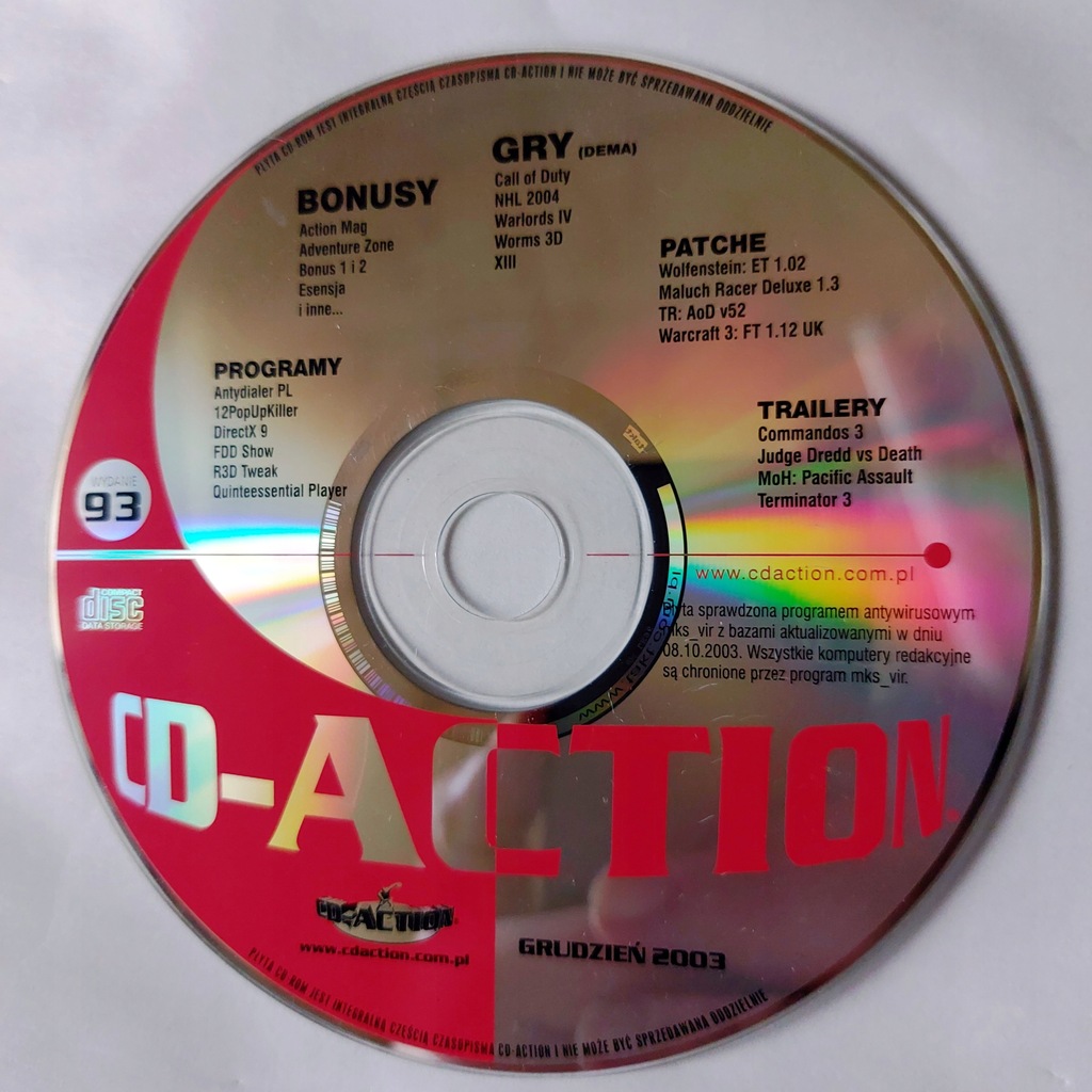 CD-ACTION WYDANIE 93 GRUDZIEŃ 2003 | PŁYTA CD - 13215203004 - oficjalne ...
