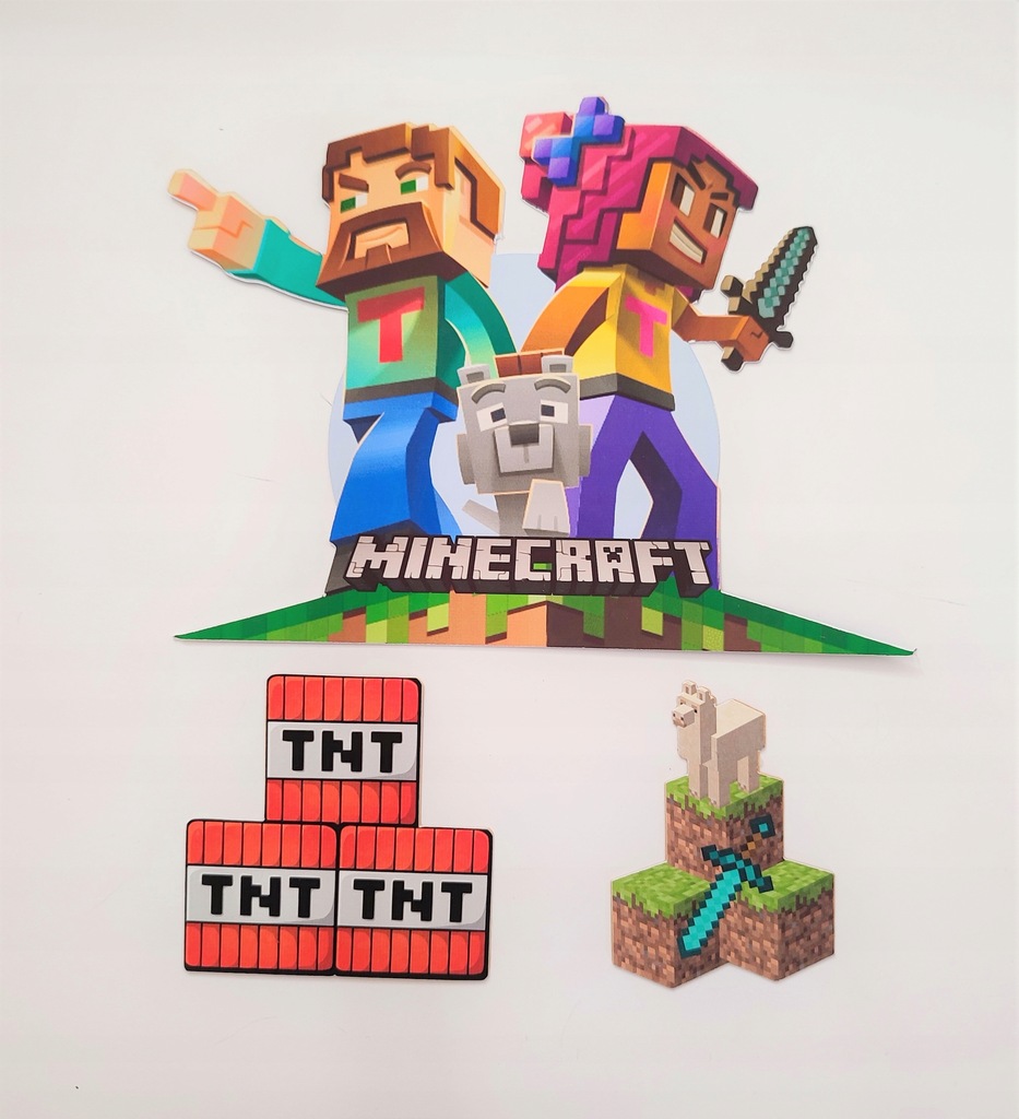 TOPPER OZDOBA URODZINY TORT MINECRAFT VITO I BELLA - 12005102974 ...