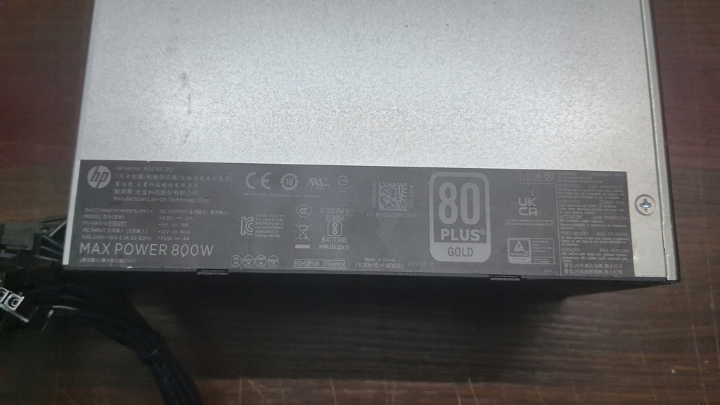 Zasilacz ATX 800W Cooler Master HP M35740-001 80 PLUS GOLD PS-4801-6 ...