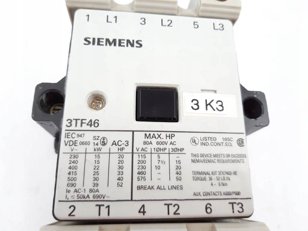 Купить КОНТАКТОР SIEMENS 3TF46 24В 80А: отзывы, фото и характеристики ...