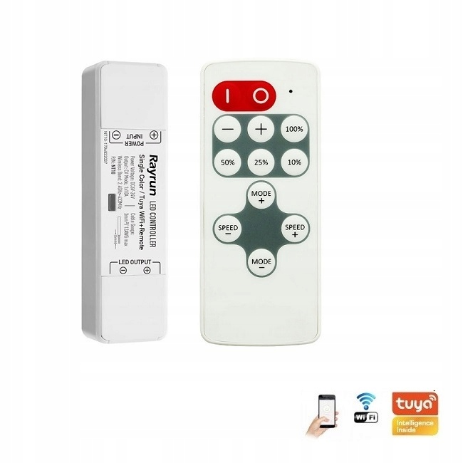 Sterownik Wi-Fi Tuya ściemniacz do taśm LED MONO 10A pilot w zestawie ...