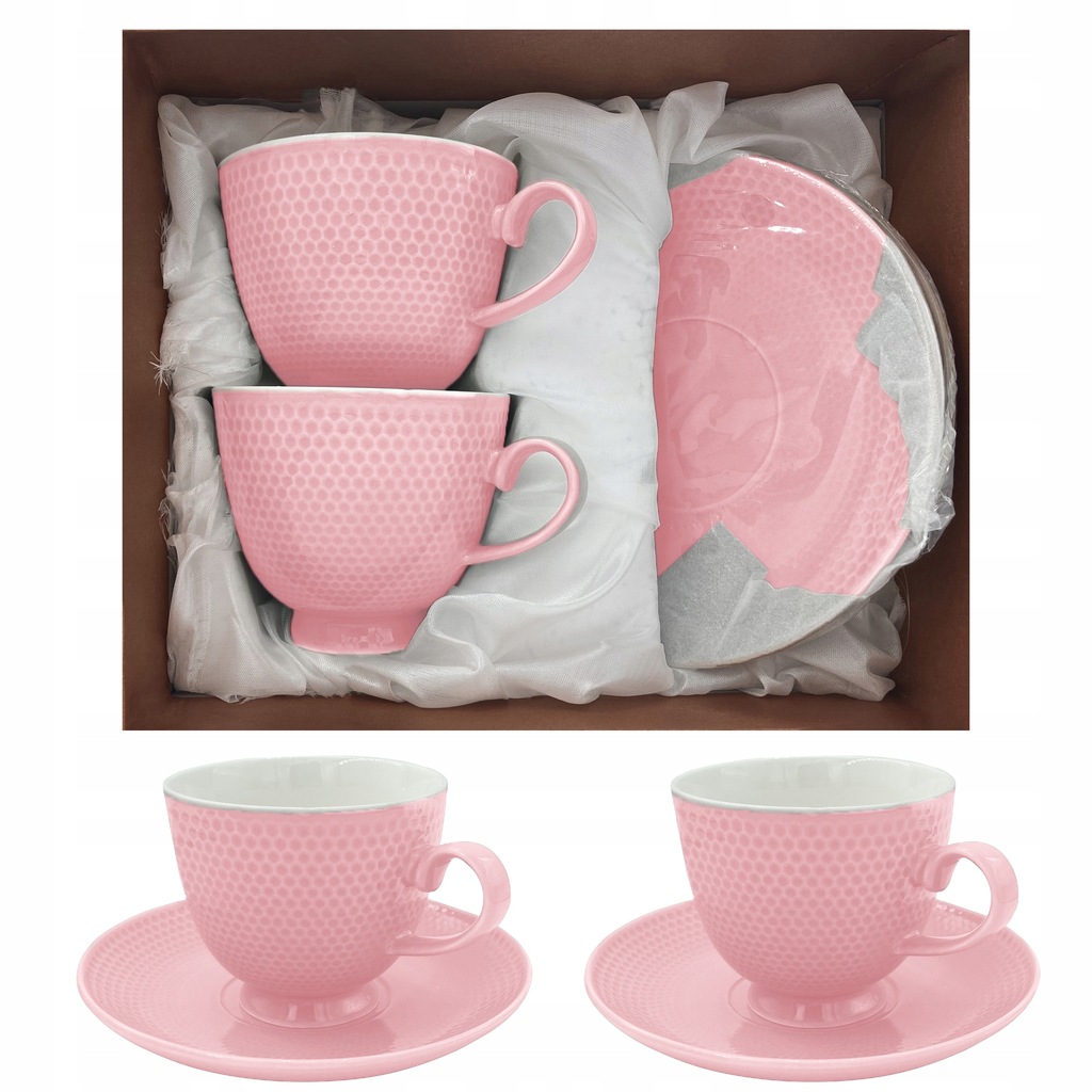 Zestaw filiżanek do kawy, PUDROWY RÓŻ, na prezent - 11564268090 ...