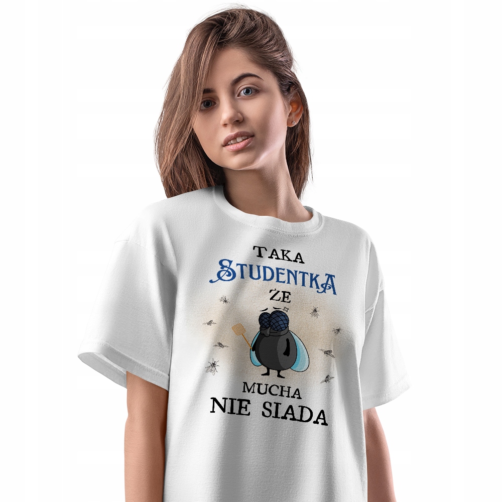 T-Shirt Damski Dla Studentki Koszulka M Prezent z Nadrukiem ze Zdjęciem - 13504496012 ...