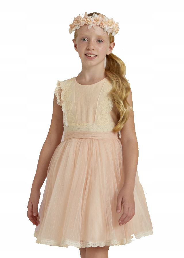 Купить Платье Abel&Lula 5037 из тюля лососевого цвета с кружевом 158: отзывы, фото и ...