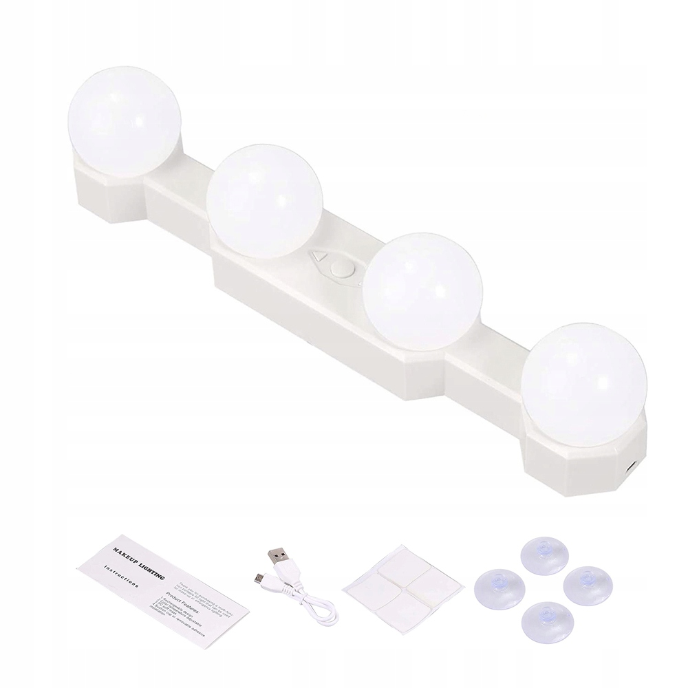 Portable LED Makeup Lights Rechargeable with 4 Bulbs Makeup Table ...