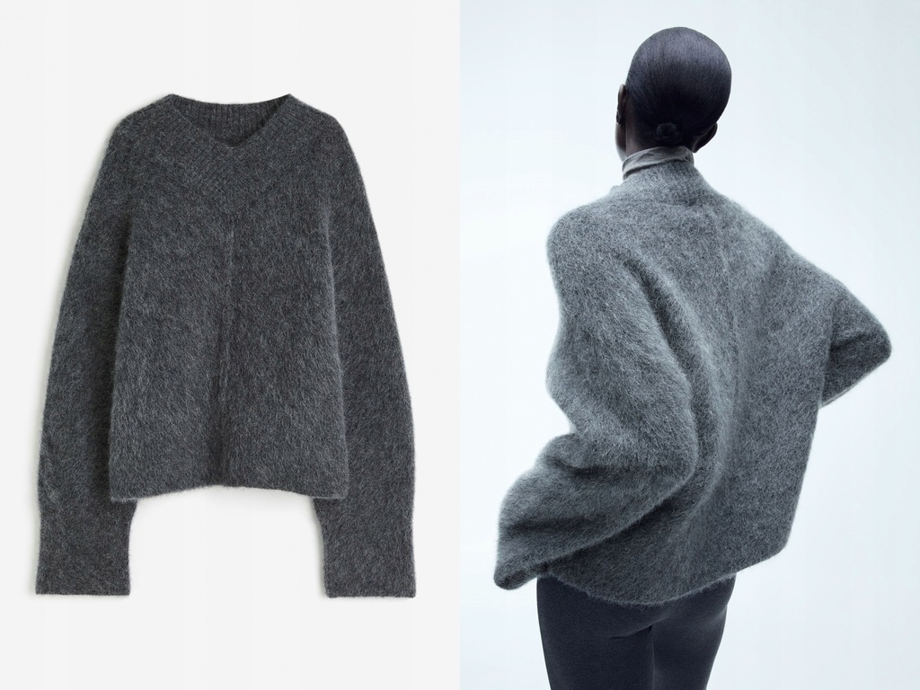 H&M PREMIUM SWETER PULOWER OVERSIZE MOHER M NOWA KOLEKCJA SZARY ...