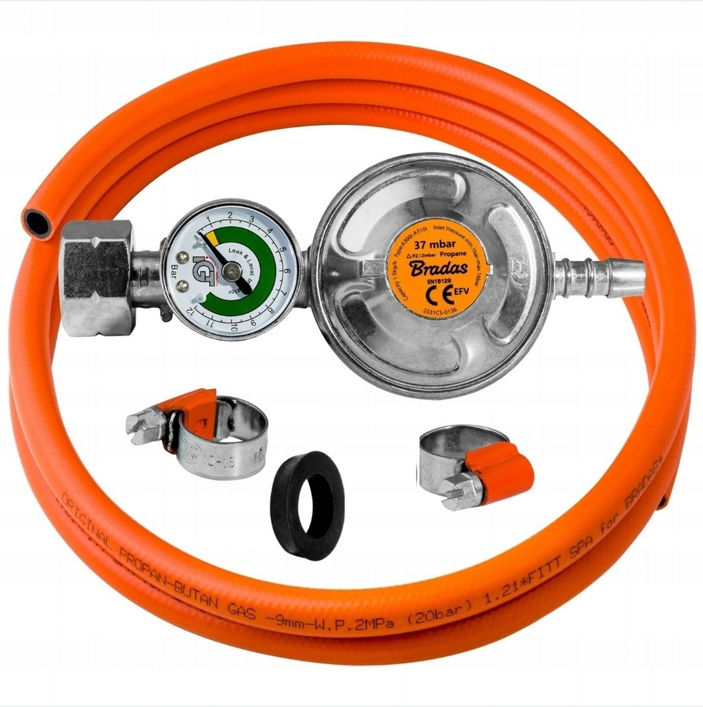 WĄŻ DO GAZU 2m REDUKTOR GAZOWY BUTLI 11kg OPASKI - 11537068131 - oficjalne archiwum Allegro