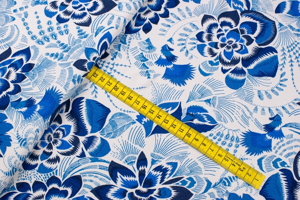 Tkanina kelly krepa wzór kwiaty kolor niebieski - 10772105552 ...