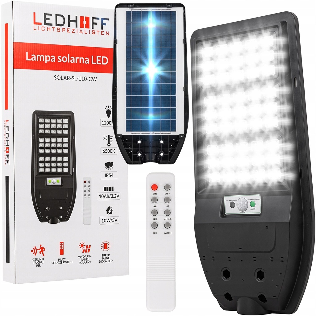 Lampa Solarna LED Latarnia uliczna CZUJNIK ruchu PILOT ogrodowa MOCNA jasna - 14128934518 ...