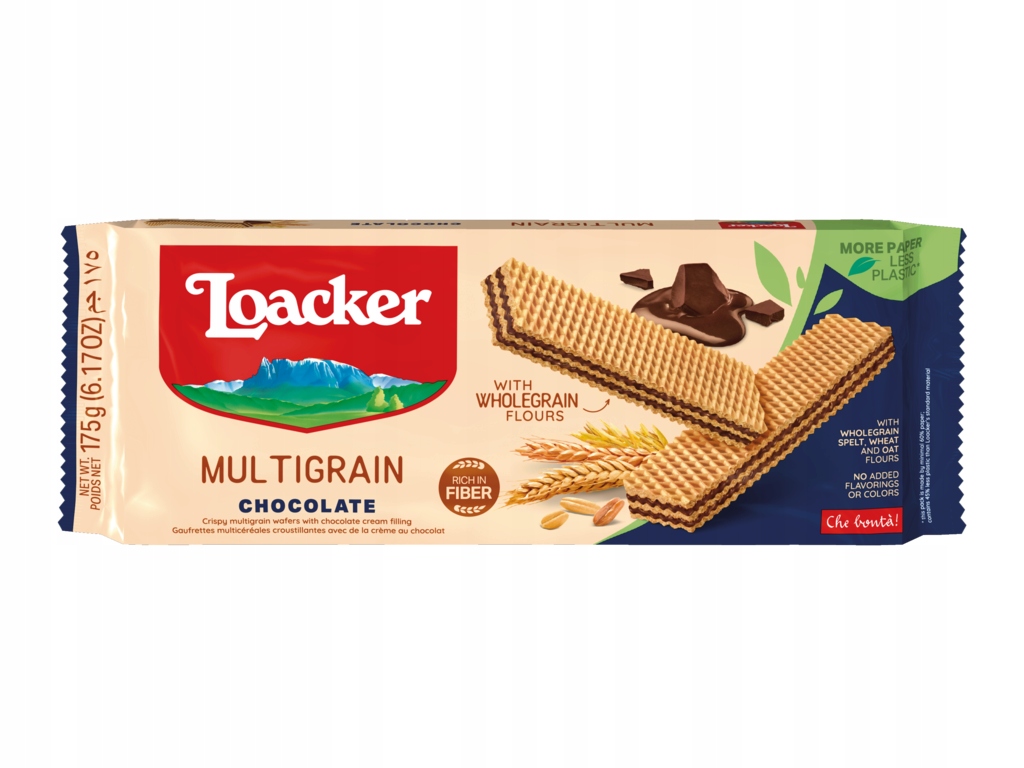 Loacker wafle MULTIGRAIN z kremem czekoladowym 175 - 12636067274 ...