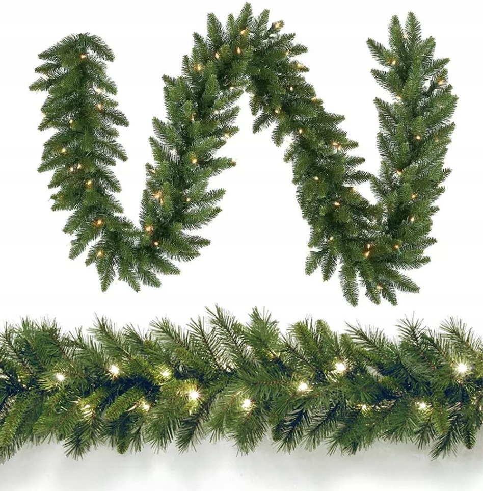 GIRLANDA Sztuczna CHOINKOWA ŚWIĄTECZNA ŁAŃCUCH LED - 12778792410 - oficjalne archiwum Allegro
