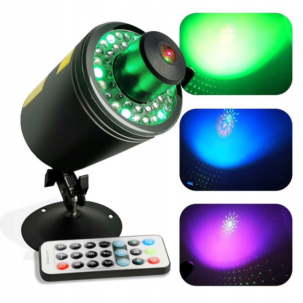 Laser dyskotekowy czerwony zielony 8x LED RGB 15W - 10187960386 ...