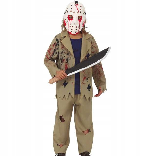 strój KOSTIUM krwawy JASON maska HALLOWEEN 5-6 lat - 12698022073 ...