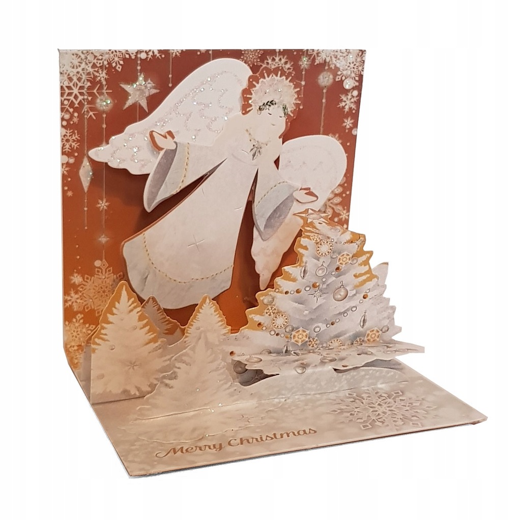 ANIOŁEK MINI KARTKA święta 3D bilecik na prezent super kartki świąteczne - 14732236959 ...