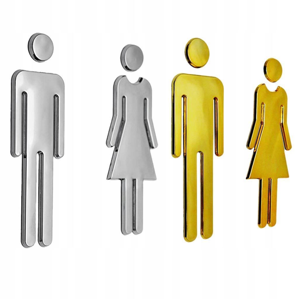 WC Toilet Wall Stickers Signs Restroom Washroom Decals Silver+Gold ...