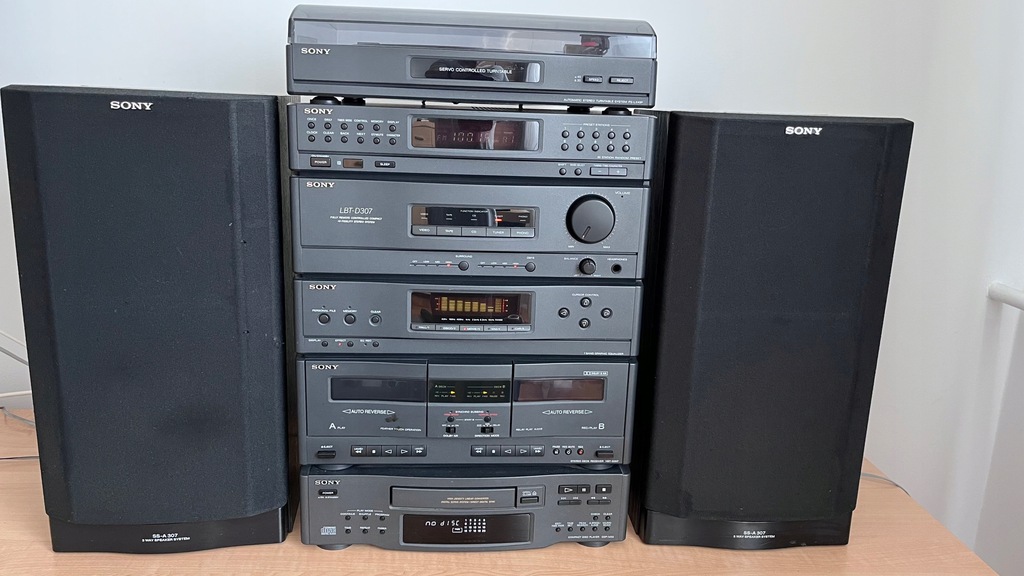 Wieża SONY LBT-D307 + gramofon + 2 kolumny + pilot + instrukcja obsługi ...