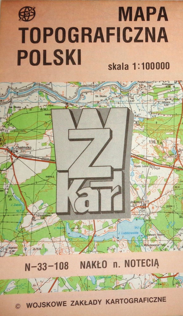 NAKŁO n. NOTECIĄ MAPA TOPOGRAFICZNA POLSKI N-33-108 1:100 000 - 16468361372 - oficjalne archiwum ...