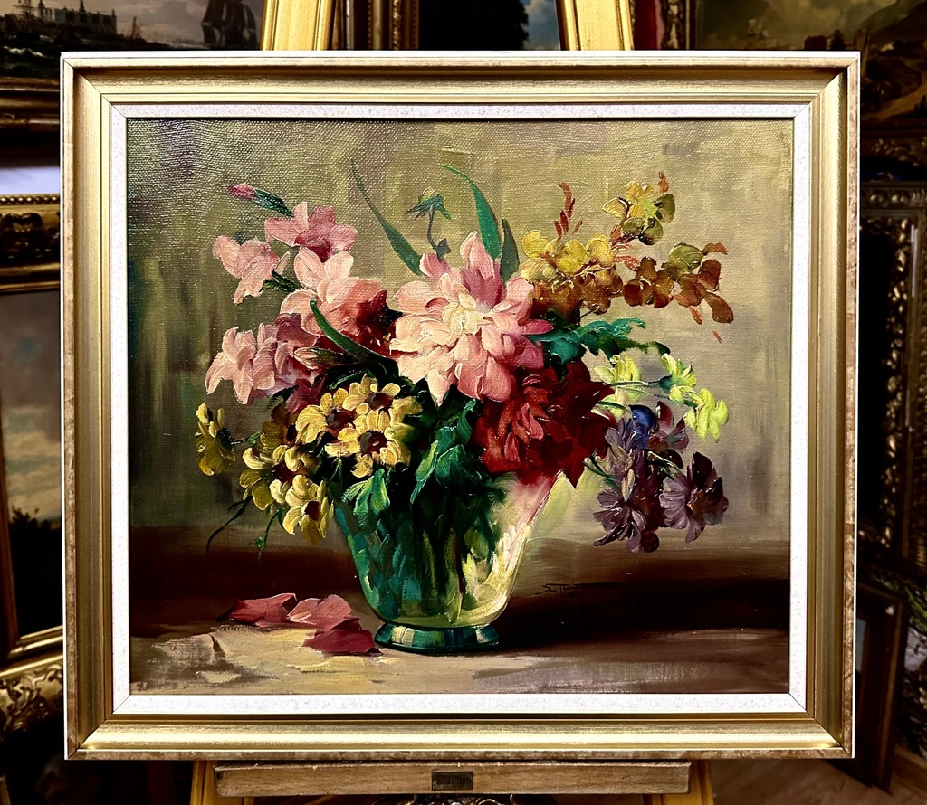 Hedwig PETERMANN BUKIET WIOSENNYCH KWIATÓW BARDZO PIĘKNY CENNY STARY OBRAZ - 15606900475 ...