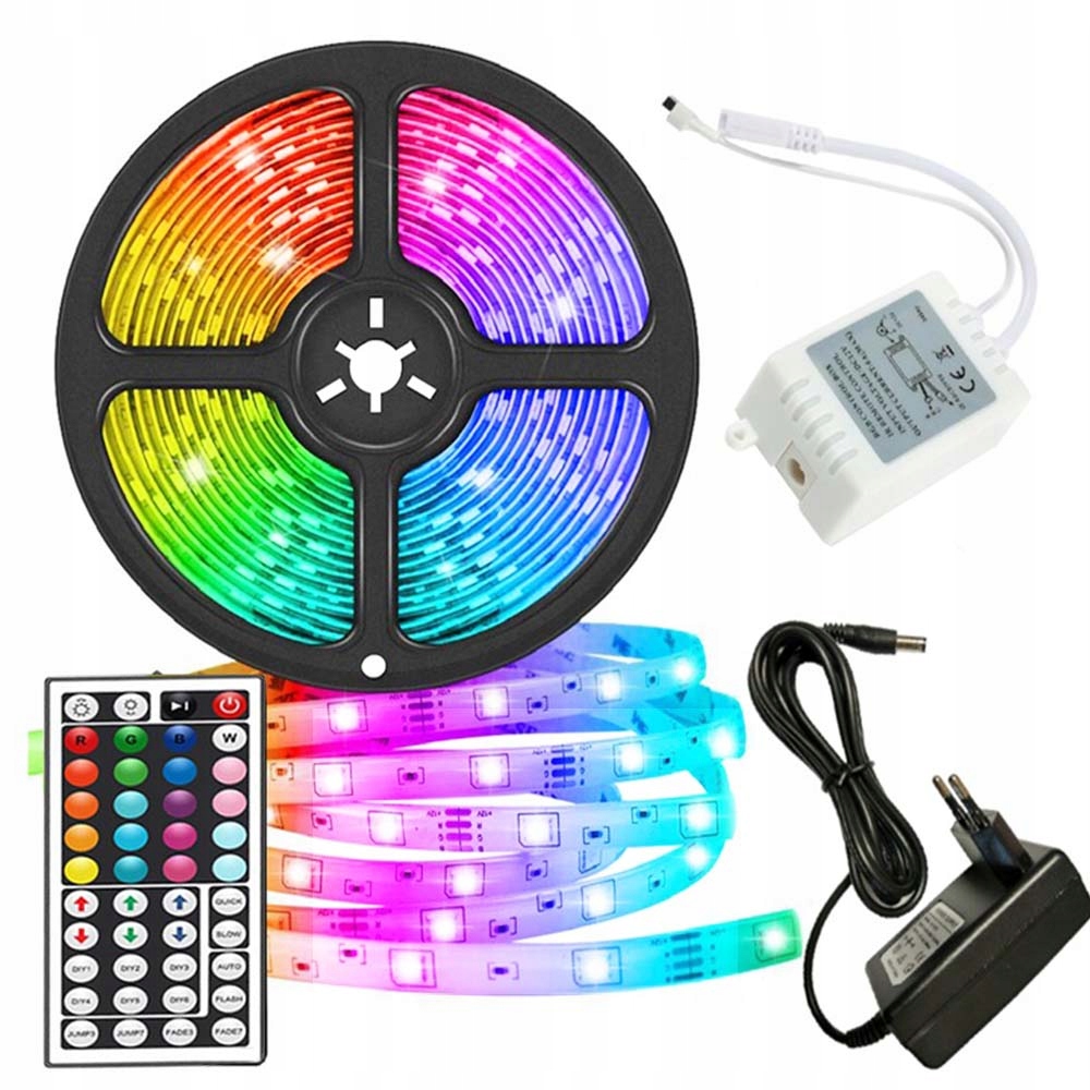 Kolorowe ledy 20m LED RGB z pilotem do oświetlenia - 13553455266 ...