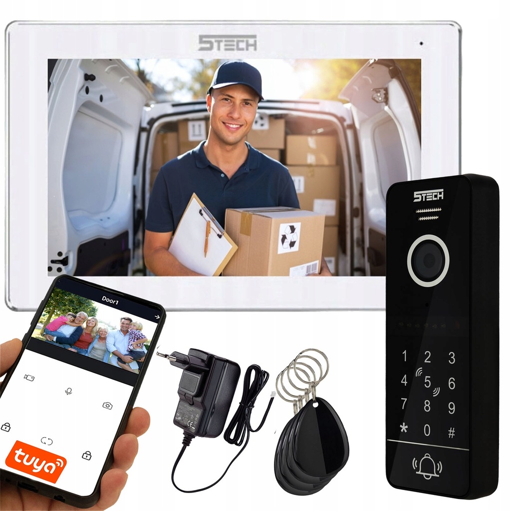 Wideodomofon 5tech FULLHD WIFI TELEFON ZDJĘCIA SD - 12761930661 - oficjalne archiwum Allegro