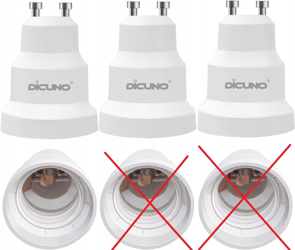 Adapter przejściówka konwerter do żarówek GU10 do E27 zestaw 4szt - 14568450537 - oficjalne ...