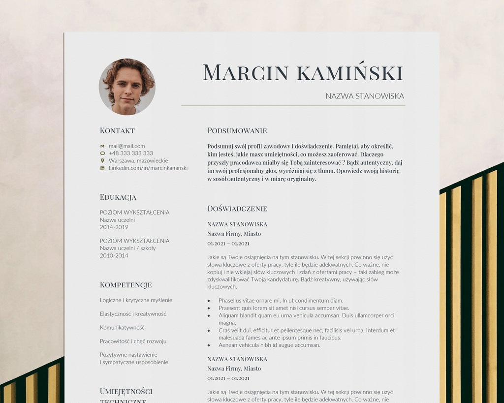 Szablon CV + List motywacyjny (Ms Word) PL + ENG - 11006386285 - oficjalne archiwum Allegro