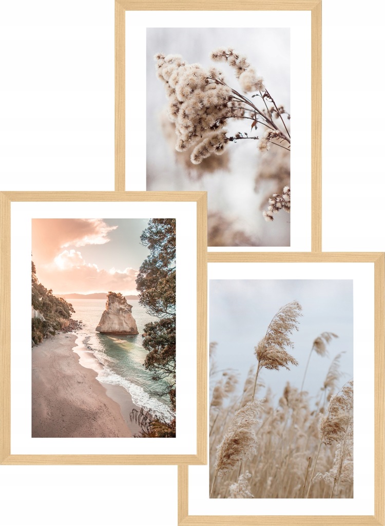 BOHO 3 obrazy a4 Natura, Plaża, Trawy, ramy - 12135079173 - oficjalne ...