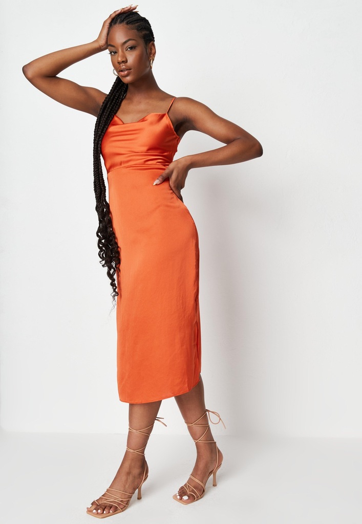 LR020 MISSGUIDED SUKIENKA SATYNA MIDI ROZPOREK S - 13117268276 ...