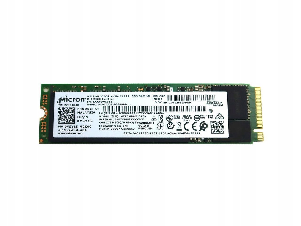 DYSK SSD MICRON 2200S 512GB M.2 NVME 2280 - 14397667993 - oficjalne ...