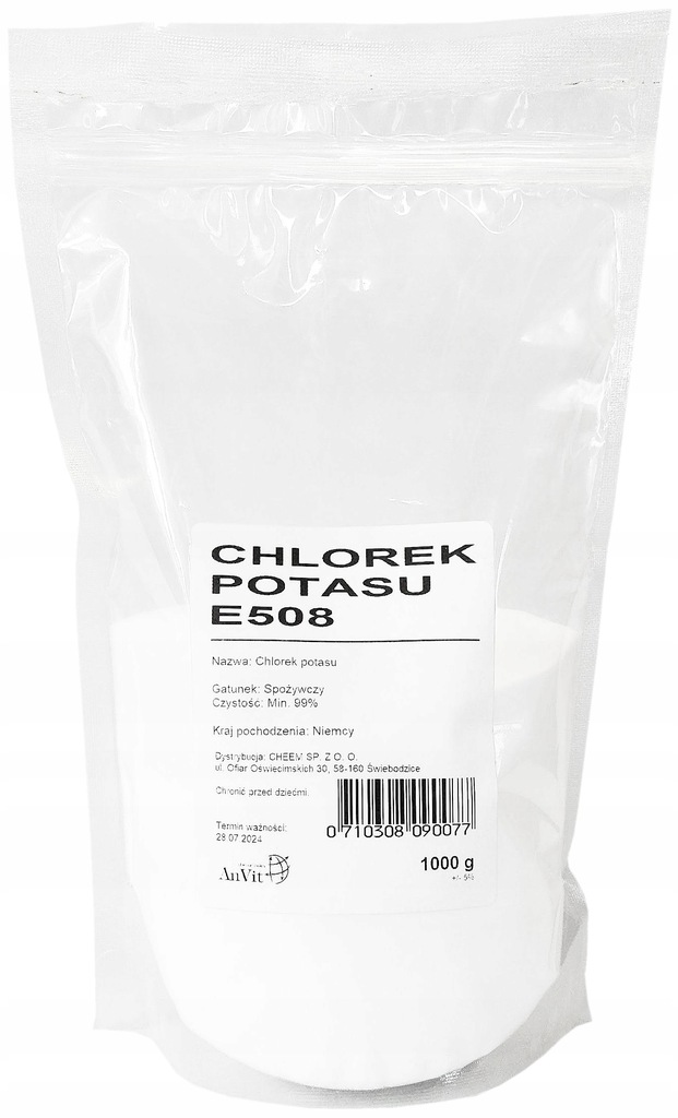 CHLOREK POTASU SPOŻYWCZY 99% E508 - 1000G - 1KG - 11260228761 ...