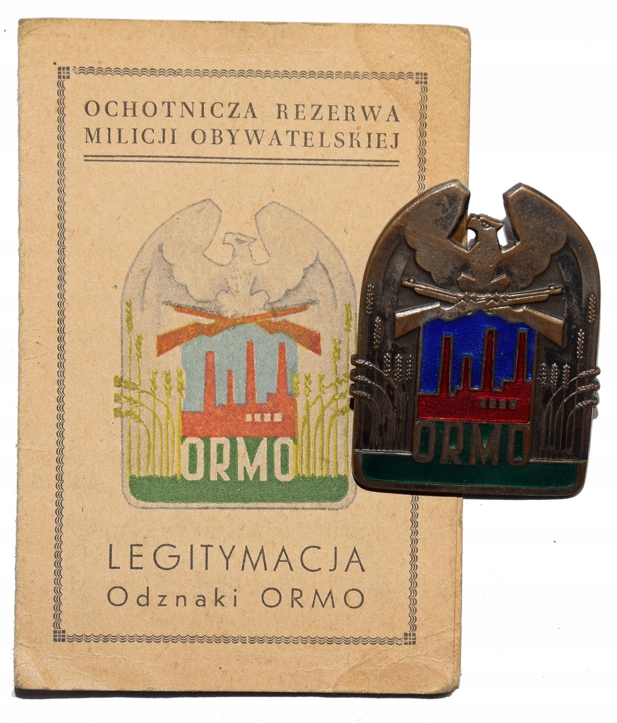 Odznaka ORMO Milicja Obywatelska 1 wersja DUŻA nadanie Wałbrzych 1949 ...