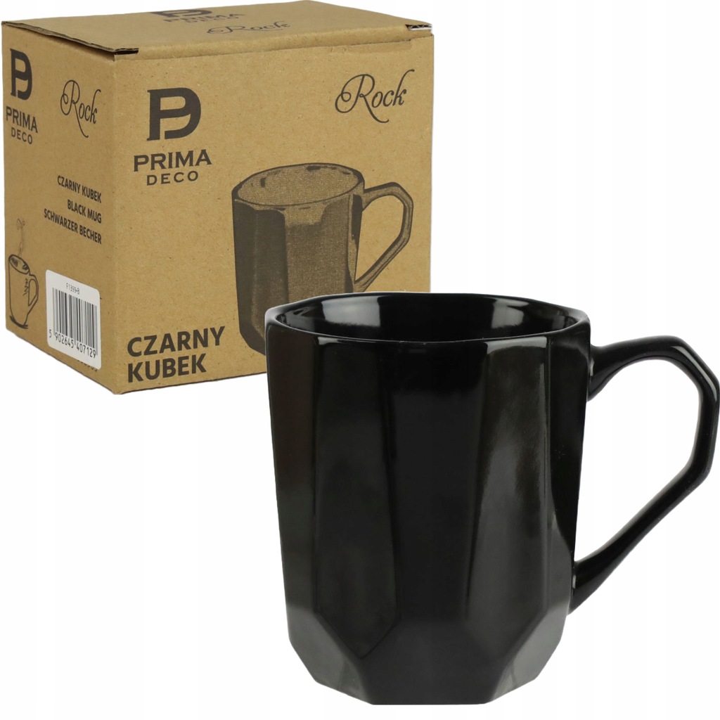KUBEK PORCELANOWY Z UCHEM 340 ML CZARNY PRIMA DECO - 13175219800 ...