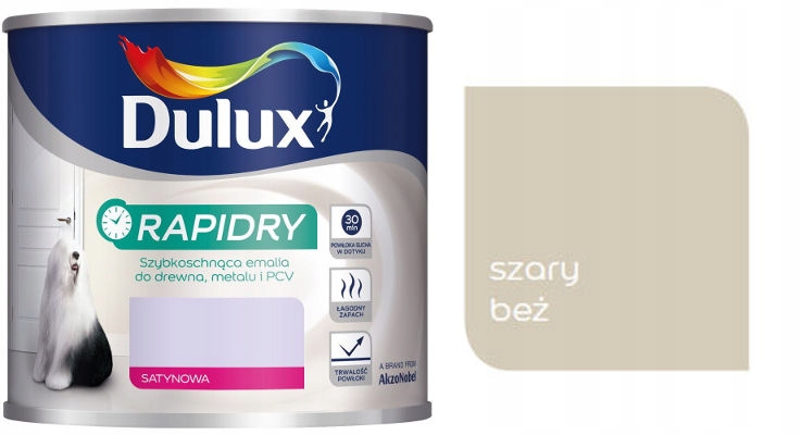 Dulux RAPIDRY SZARY BEŻ 0,4L do drewna metalu pcv - 9185657824 ...