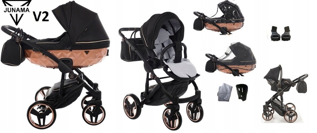 2022 wózek 3w1 JUNAMA V2 DIAMOND MIRROR SATIN 02 - 11489339636 ...